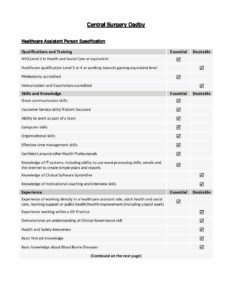 HCA Person Specification – The Central Surgery